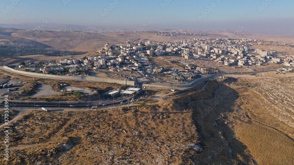 Palestine Hizma Town with Idf Military Checkpoint,Aerial view Security ...