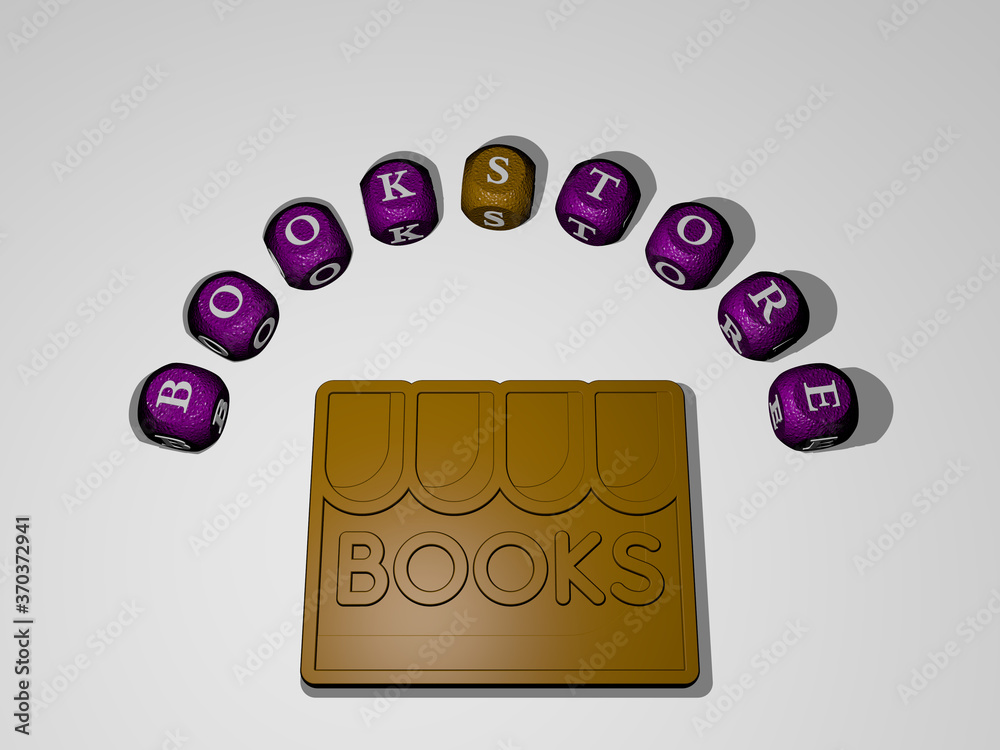3D illustration of BOOKSTORE graphics and text around the icon made by ...