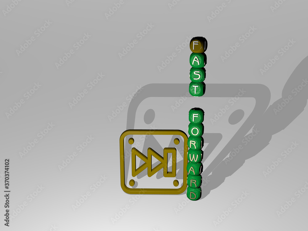 3D illustration of FAST FORWARD graphics and text around the icon made ...