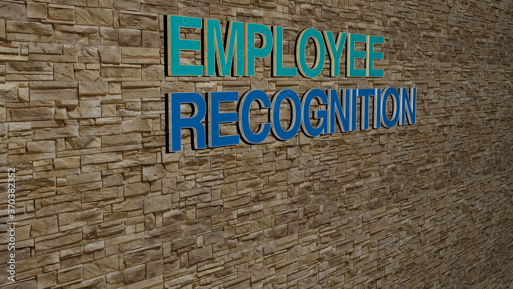 3D representation of employee recognition with icon on the wall and ...