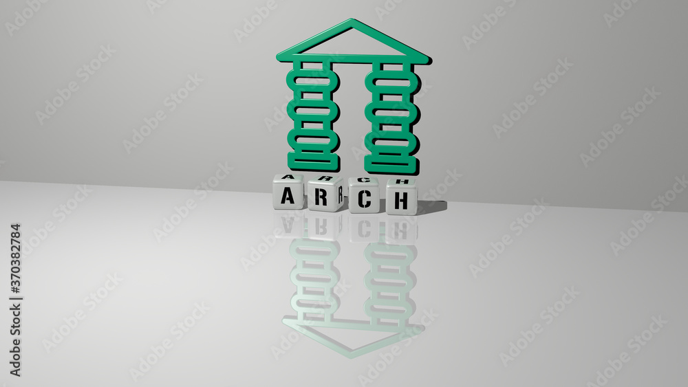 3D representation of ARCH with icon on the wall and text arranged by ...