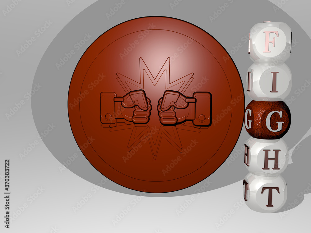 3D illustration of FIGHT graphics and text around the icon made by ...