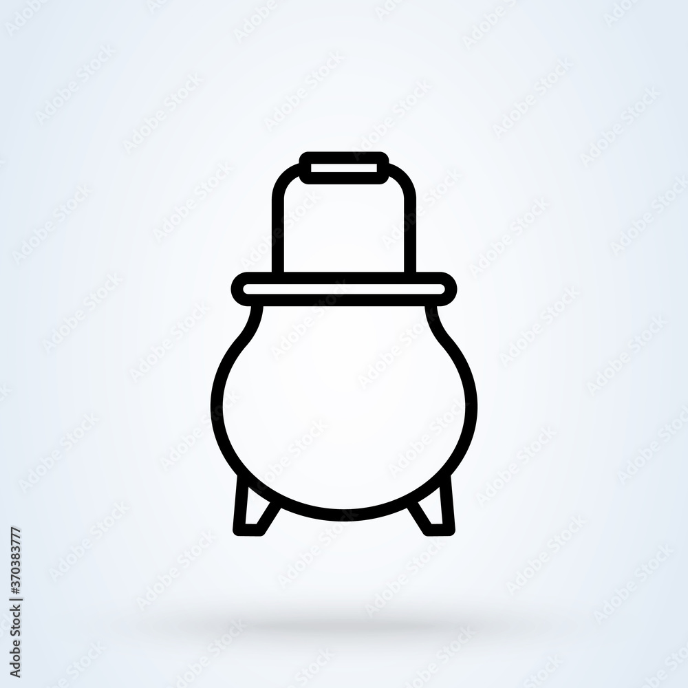 Carved silhouette flat icon, simple design.Witches cauldron for ...