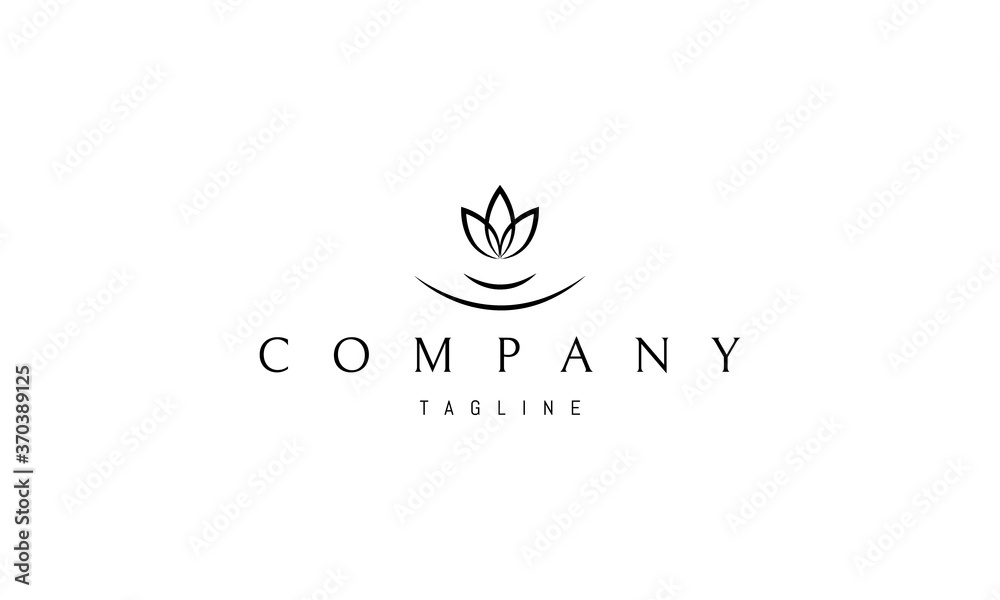 Vector logo on which an abstract image of a lily flower on a pond ...