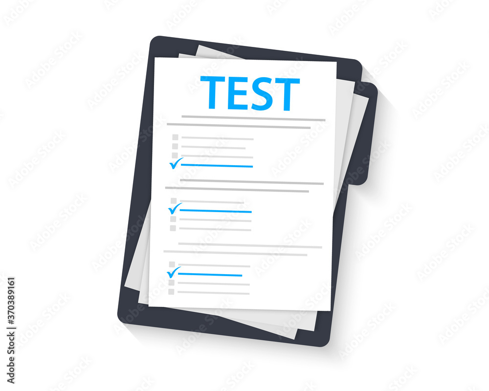 Vetor de Concept exam, survey, testing. Test form with Clipboard. Test ...