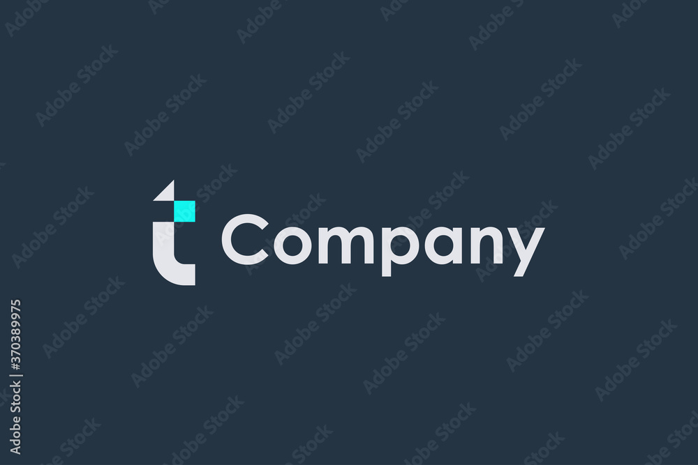 Abstract Initial Letter T Logo. Blue and White Shape Geometric Style ...