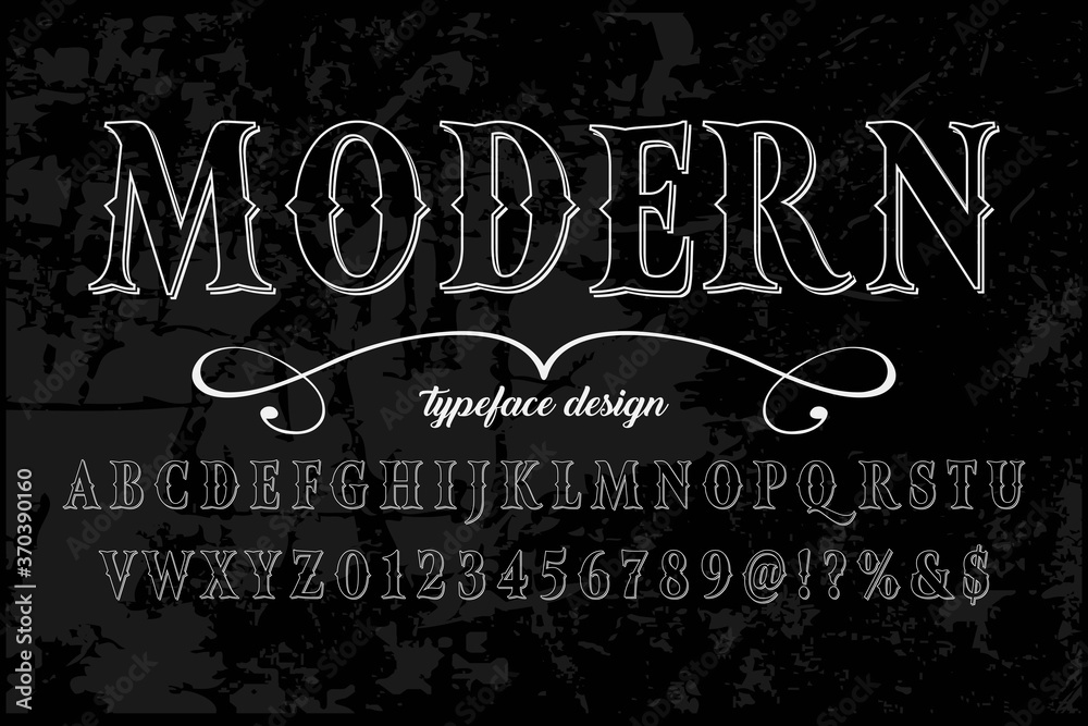 vintage font, alphabet vector, typeface design, white and black style ...