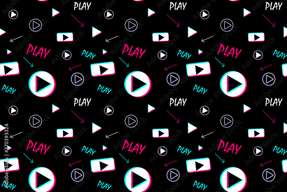 Seamless pattern with video player signs. Background for fabric ...