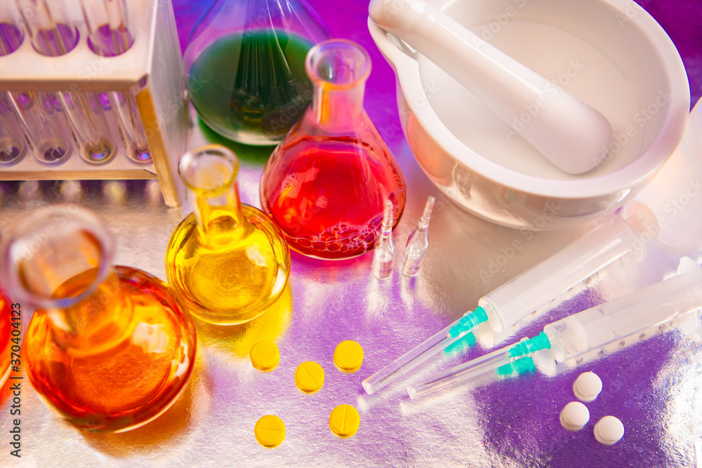 Pharmacology. Chemistry in medicine. Development of new drugs. Testing ...