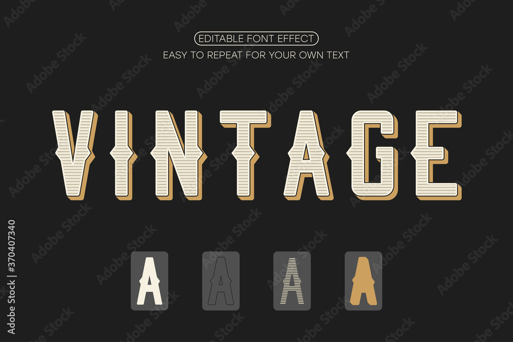 Retro text effect. Vintage editable font effect. Vector Stock Vector ...