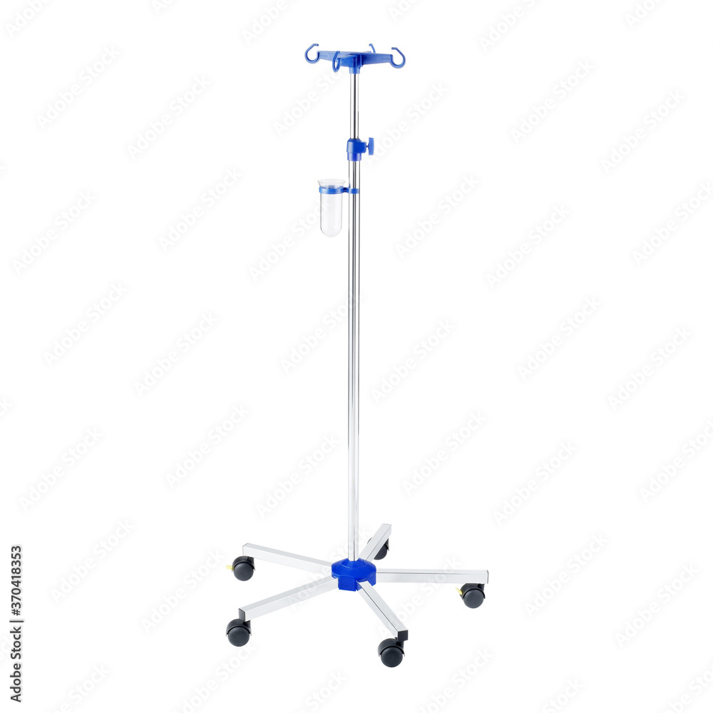 IV Pole Isolated on White Background. IV Infusion Poles on Casters. IV ...