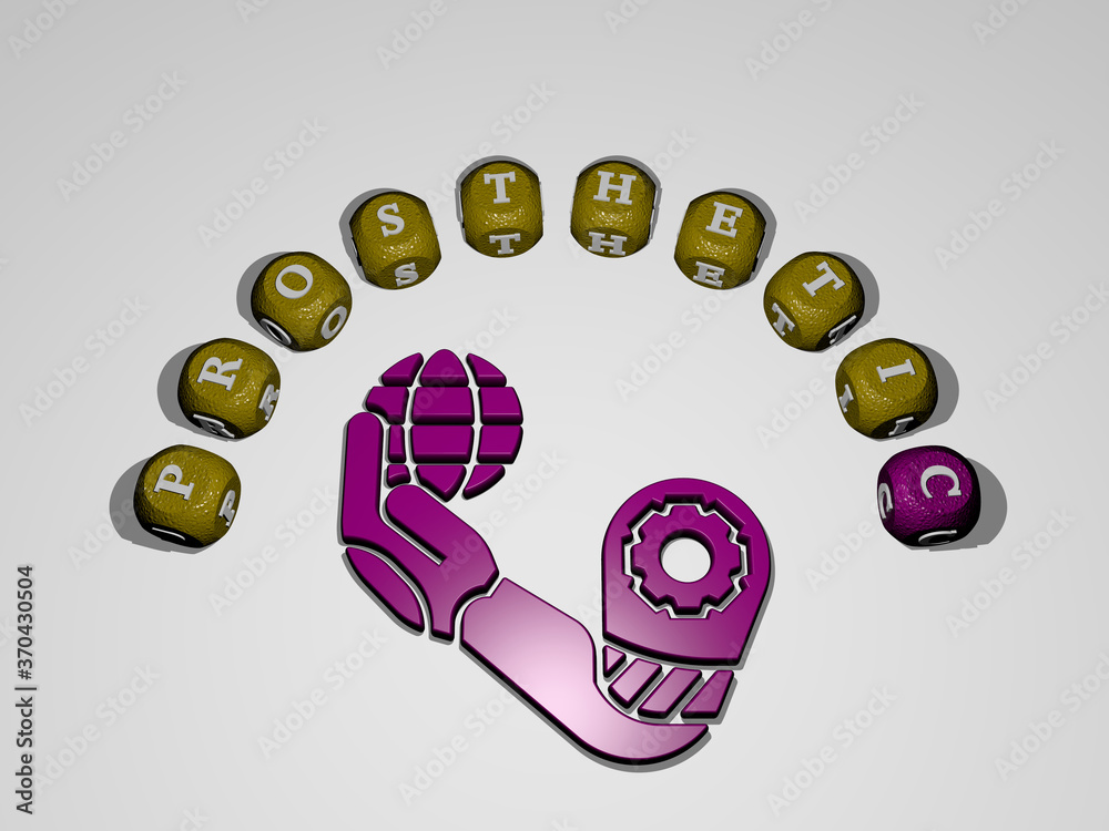 3D illustration of PROSTHETIC graphics and text around the icon made by ...