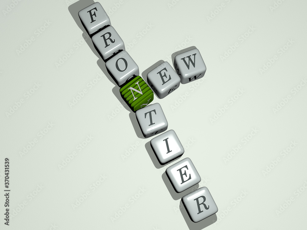 NEW FRONTIER combined by dice letters and color crossing for the ...