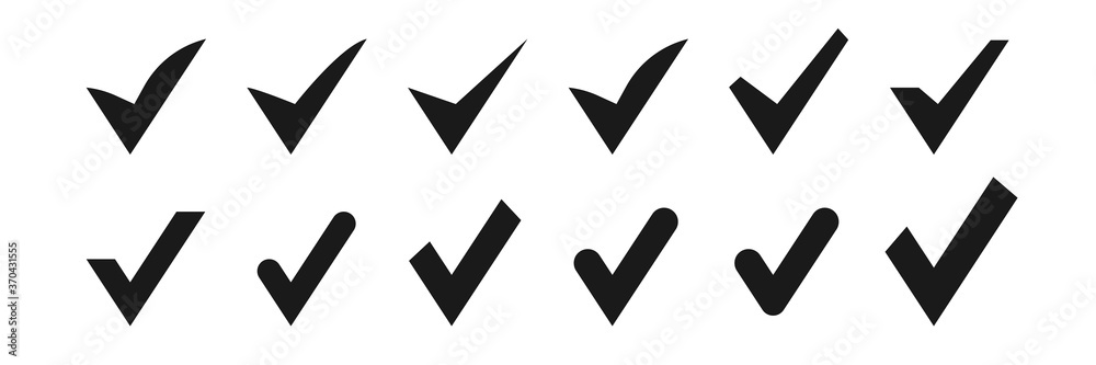 Check mark icons set. Isolated check marks symbol on white background ...