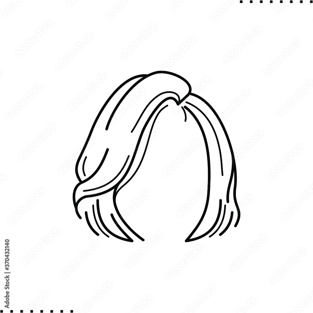 Bob haircut, short hair style, vector icon in outlines Stock Vector ...