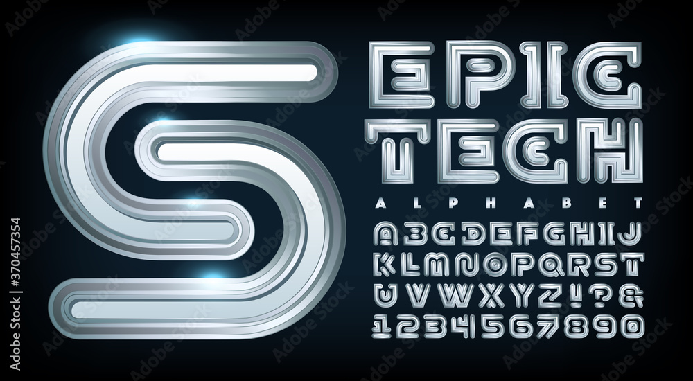 Vector Font; Epic Tech is a High Technology Futuristic Alphabet with ...