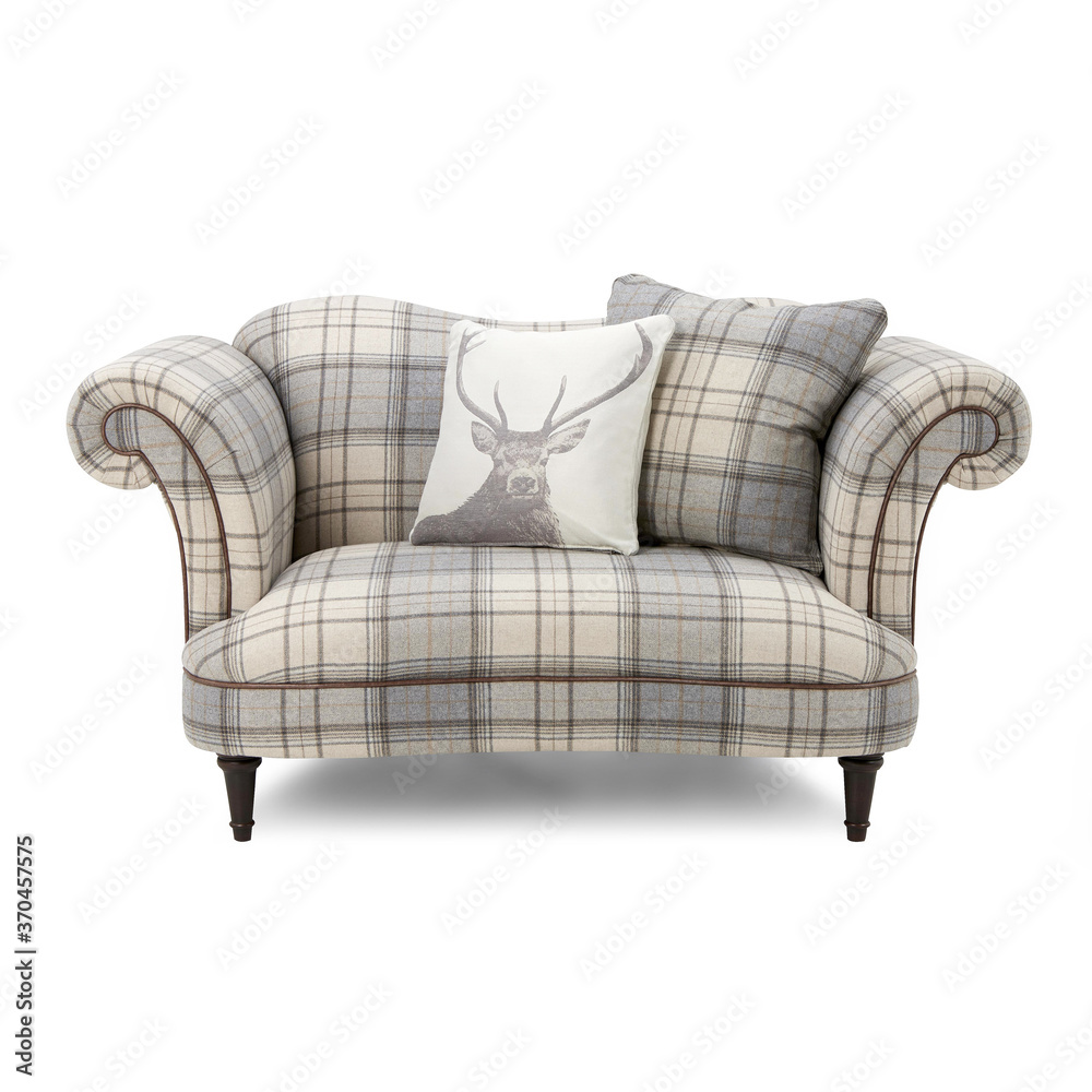 Upholstered Wingback Sofa Set Isolated on White. Modern Accent Chair ...