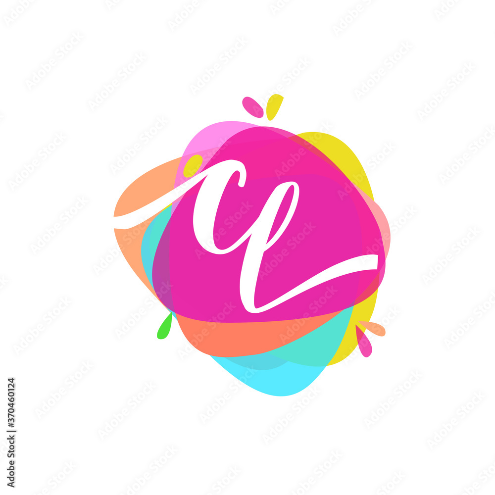 Letter CL logo with colorful splash background, letter combination logo ...