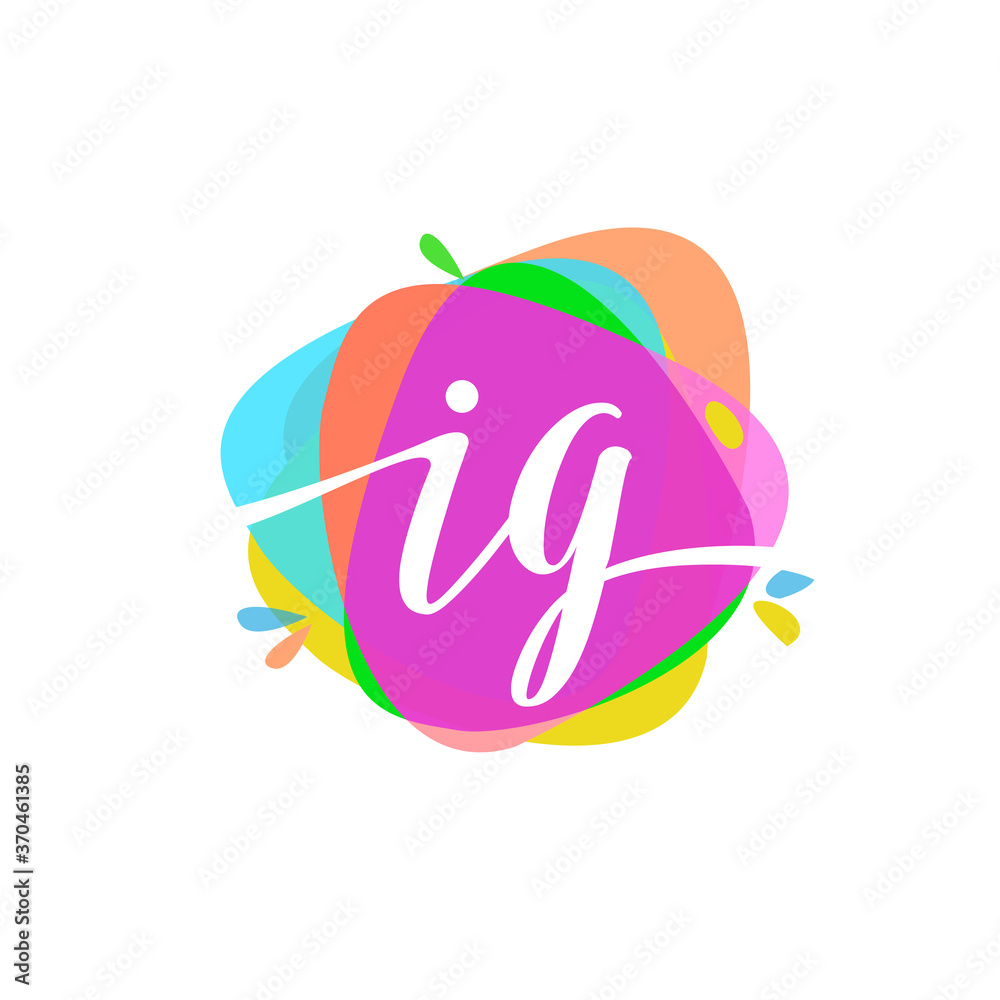 Letter IG logo with colorful splash background, letter combination logo ...