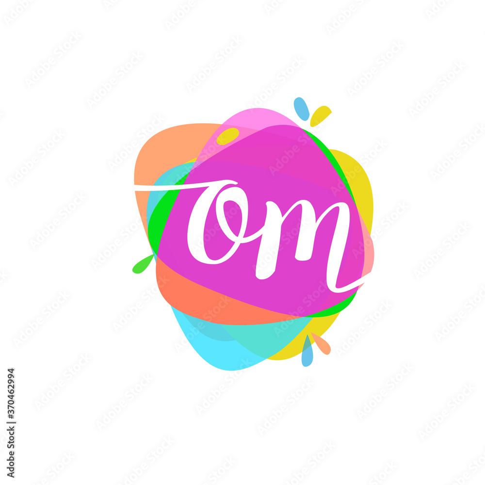 Letter OM logo with colorful splash background, letter combination logo ...