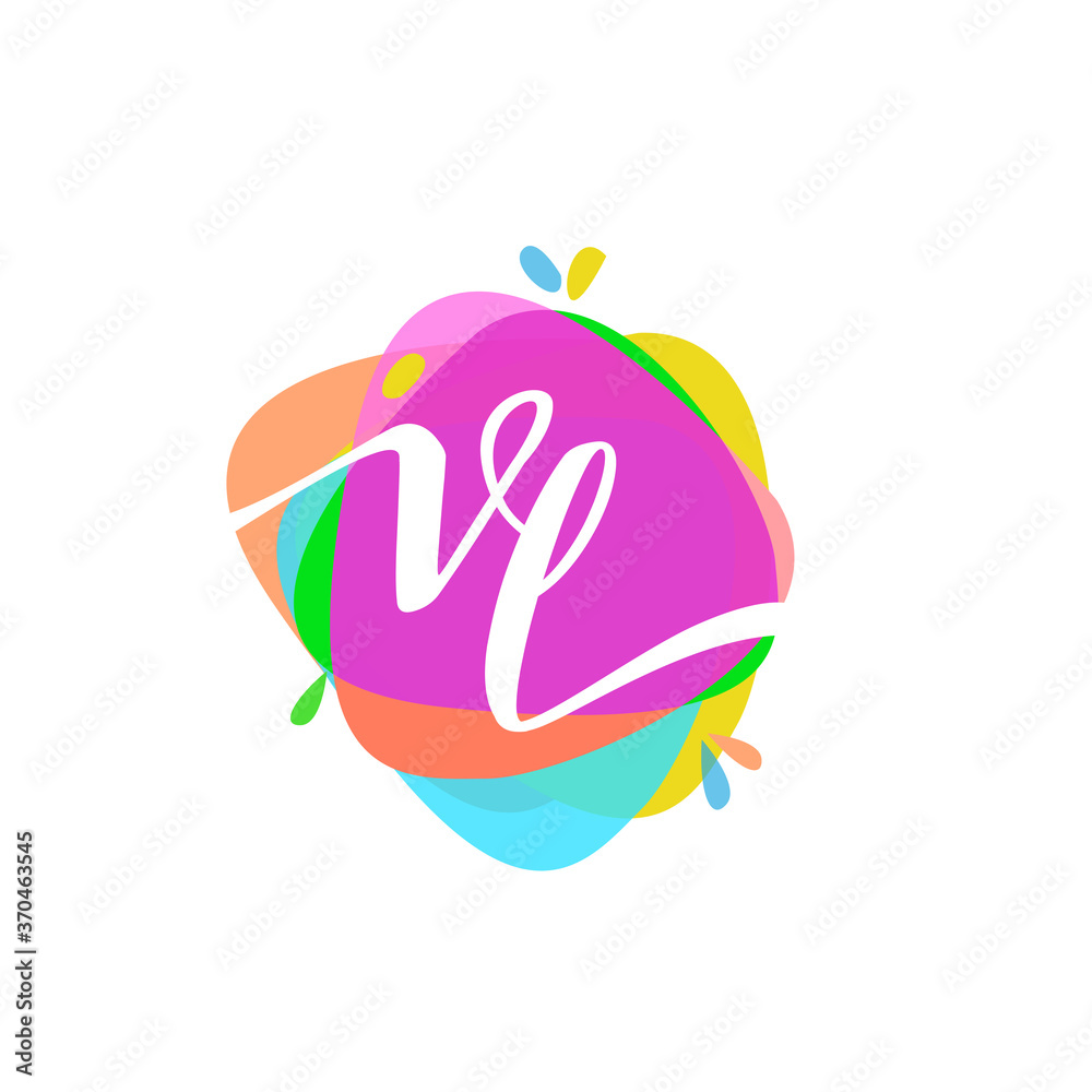 Letter VL logo with colorful splash background, letter combination logo ...