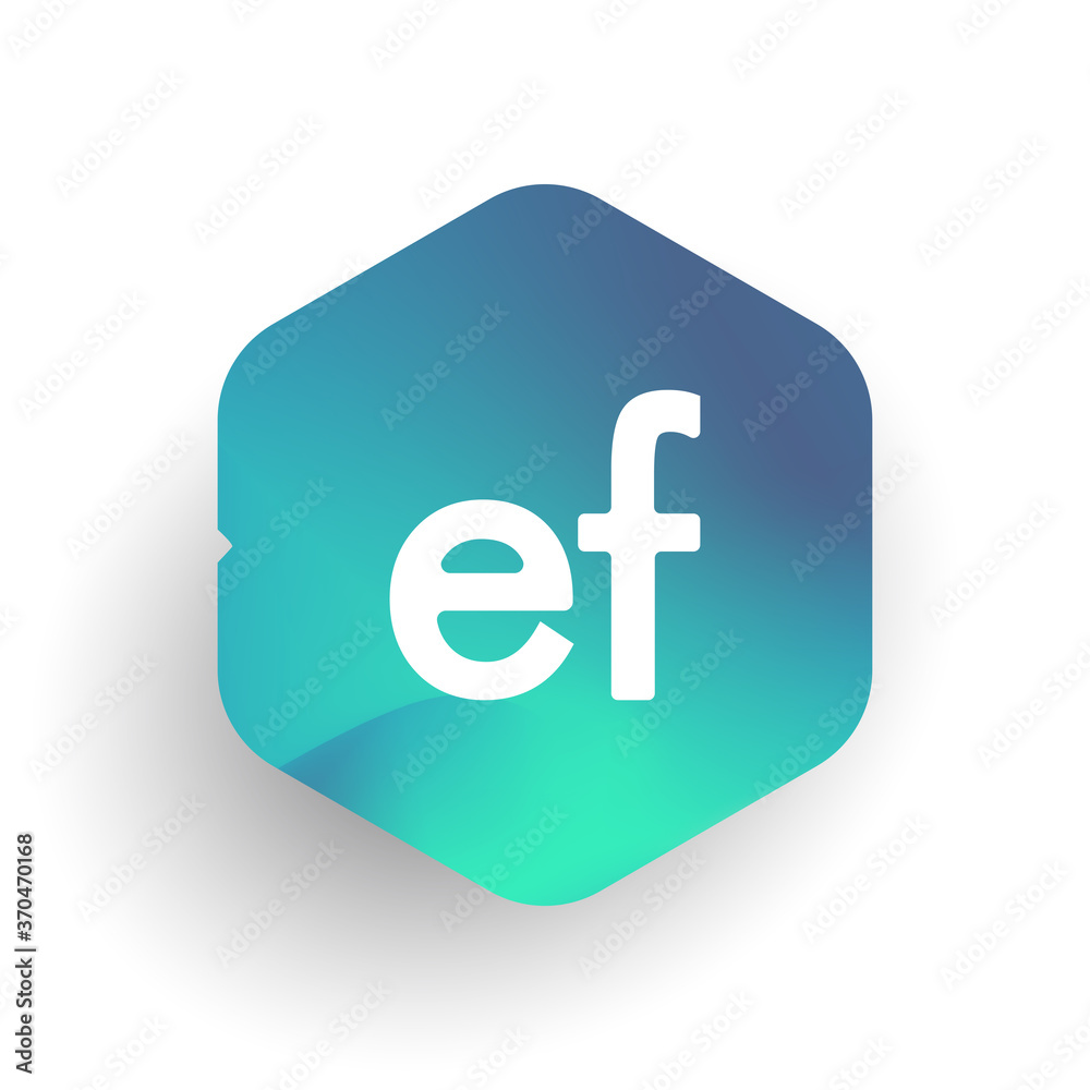 Letter EF logo in hexagon shape and colorful background, letter ...