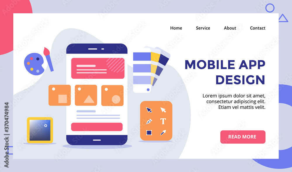 Mobile app design wireframe on smartphone campaign for web website home ...