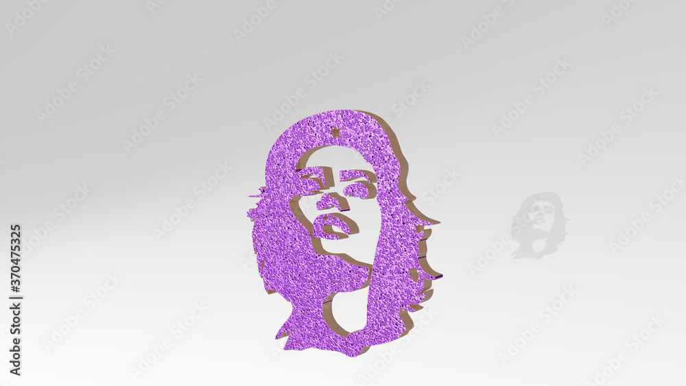rebel girl portrait made by 3D illustration of a shiny metallic ...