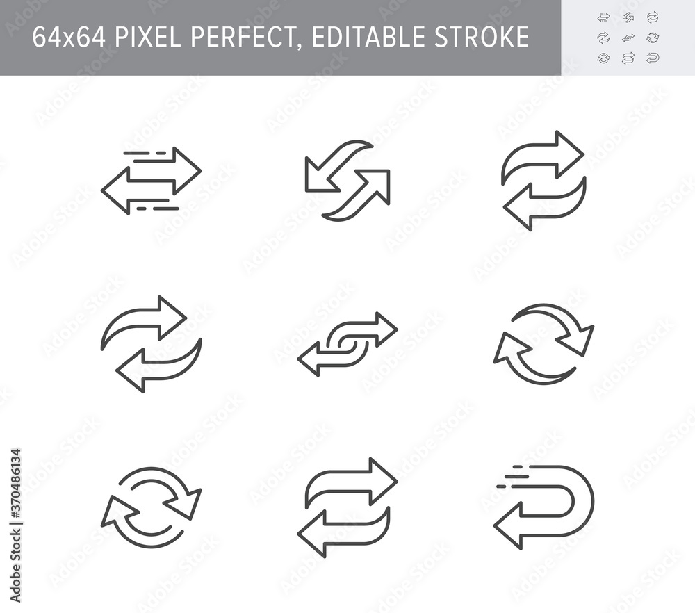 Reverse line icons. Vector illustration included icon as swap, flip ...