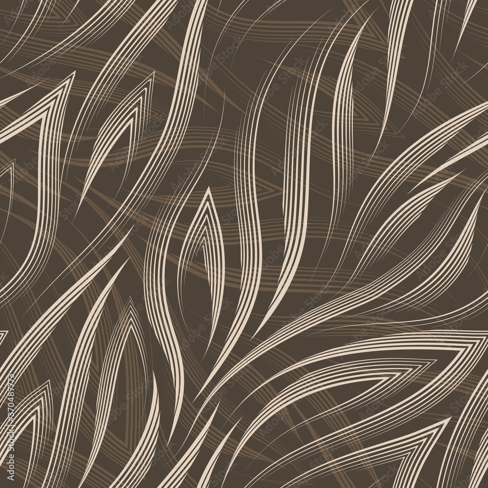 Vector seamless pattern of beige lines and corners on a brown ...
