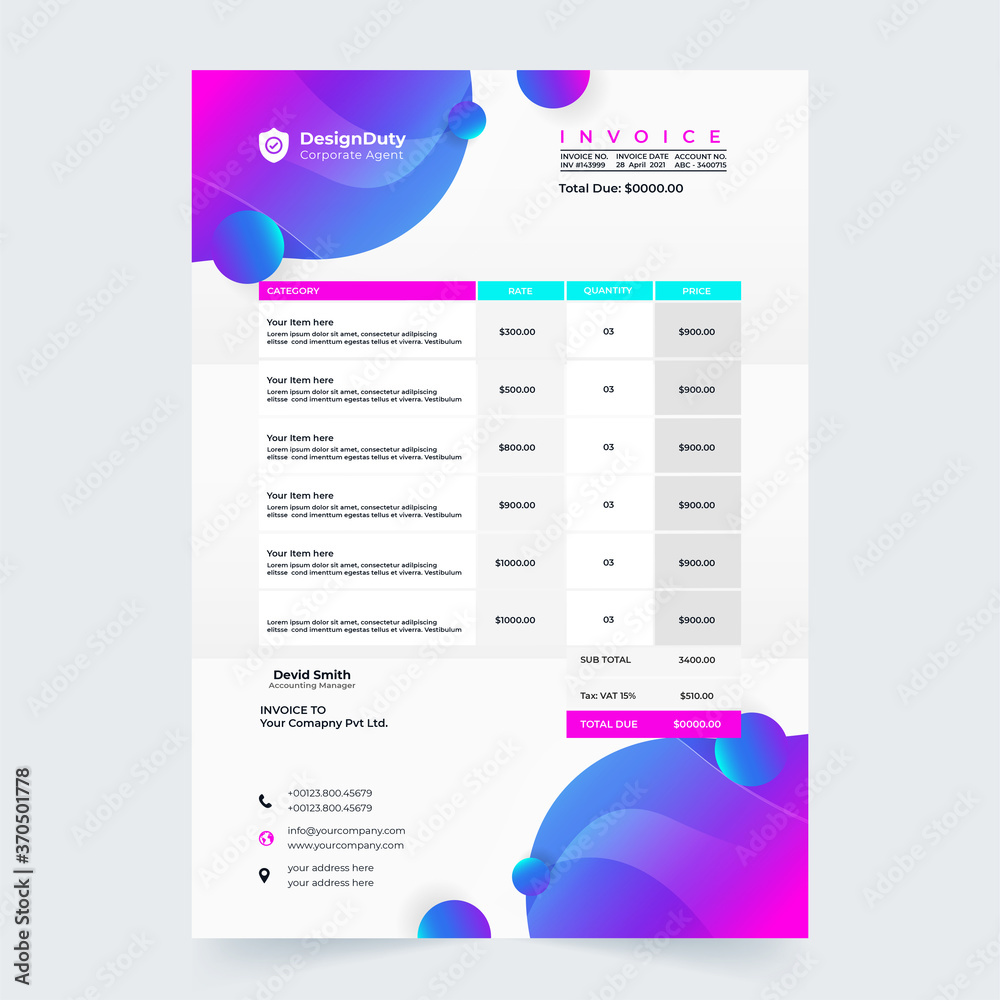 Invoice minimal design template. Bill form business invoice accounting ...