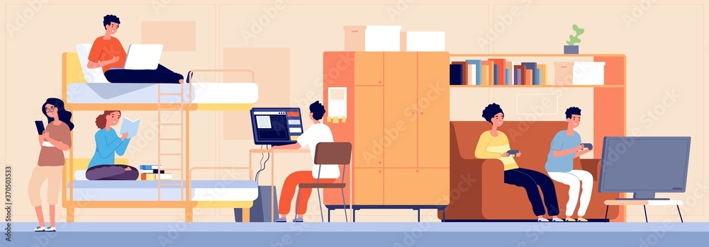 College dormitory. Student hostel, alternative accommodation in dorm ...