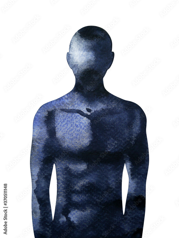 abstract black human mind spiritual body watercolor painting ...