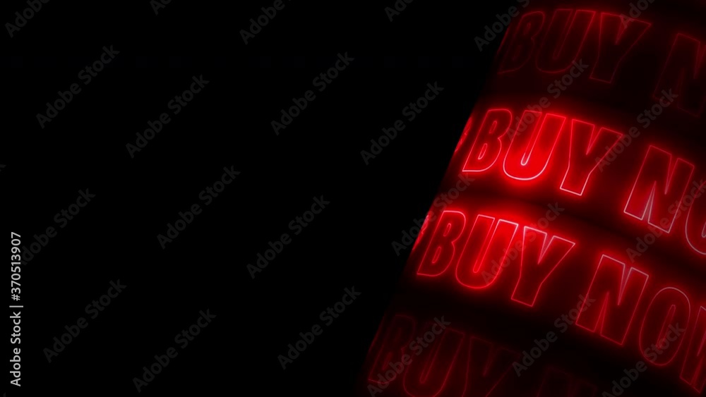 Buy now 4K 3D rendering red neon glowing text on black background with ...