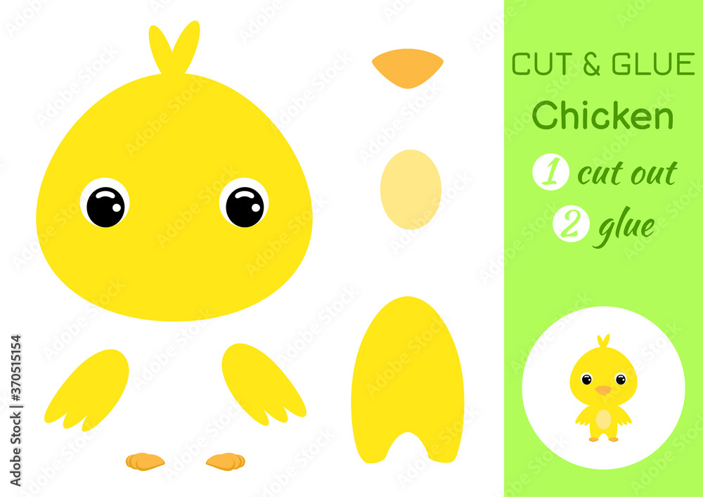 Cut and glue baby chicken. Education developing worksheet. Color paper ...