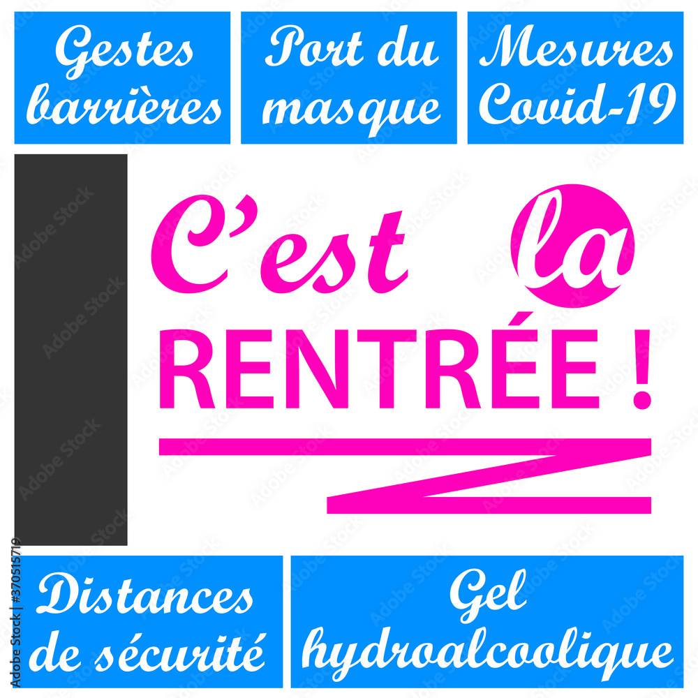 Rentrée des classes. Gestes barrières coronavirus covid-19. Affichage ...