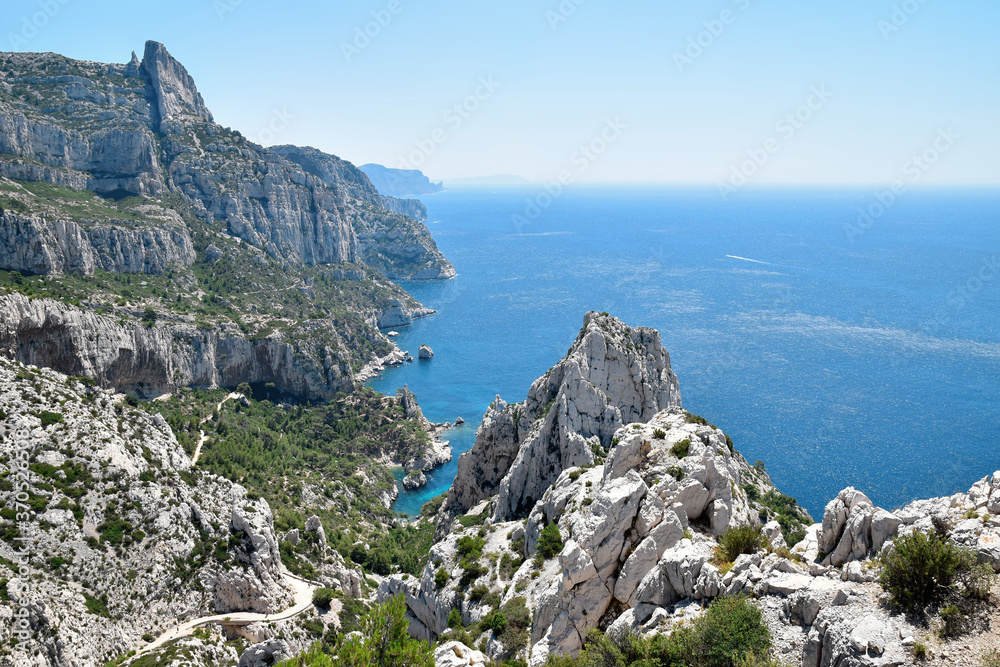 Sea and mountains near Marseille. Coast line in the national park ...