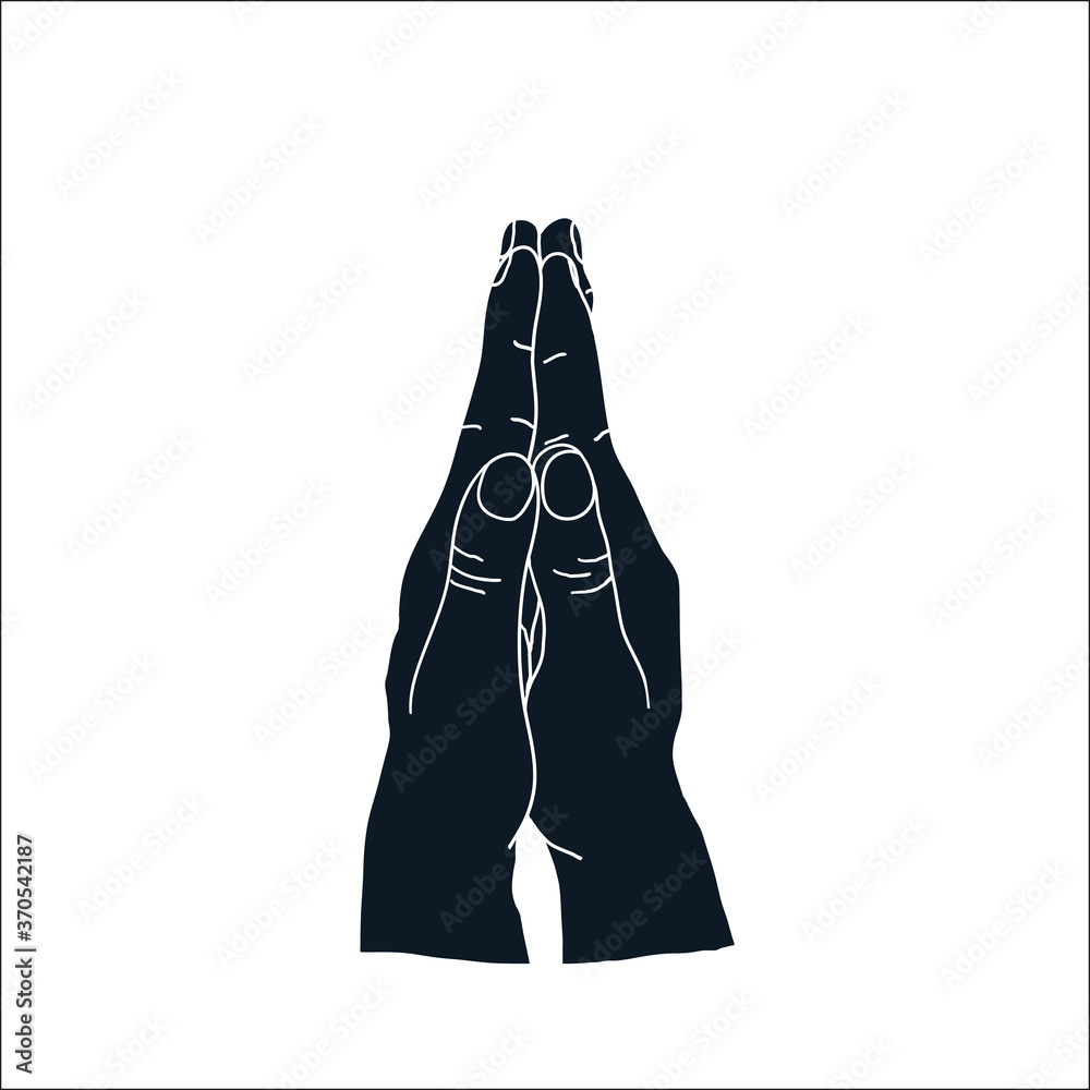 Namaskara Mudra, Namaste Mudra Beautiful flat linear yoga meditation hand gestures round icons ...