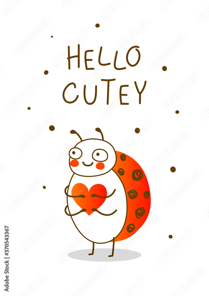 Cute little ladybug isolated on white background - cartoon character ...