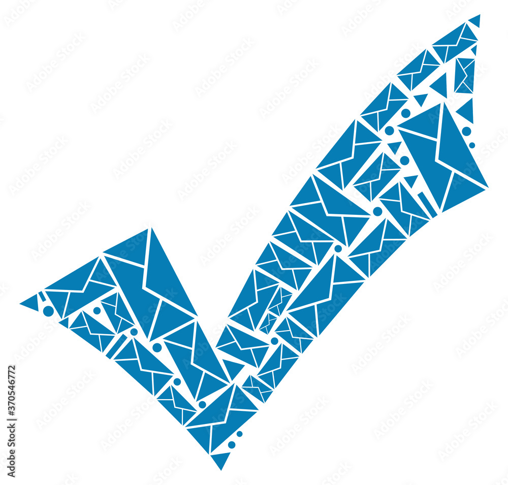 Blue Tick Mark Symbol Filled With Envelopes Stock Illustration | Adobe ...