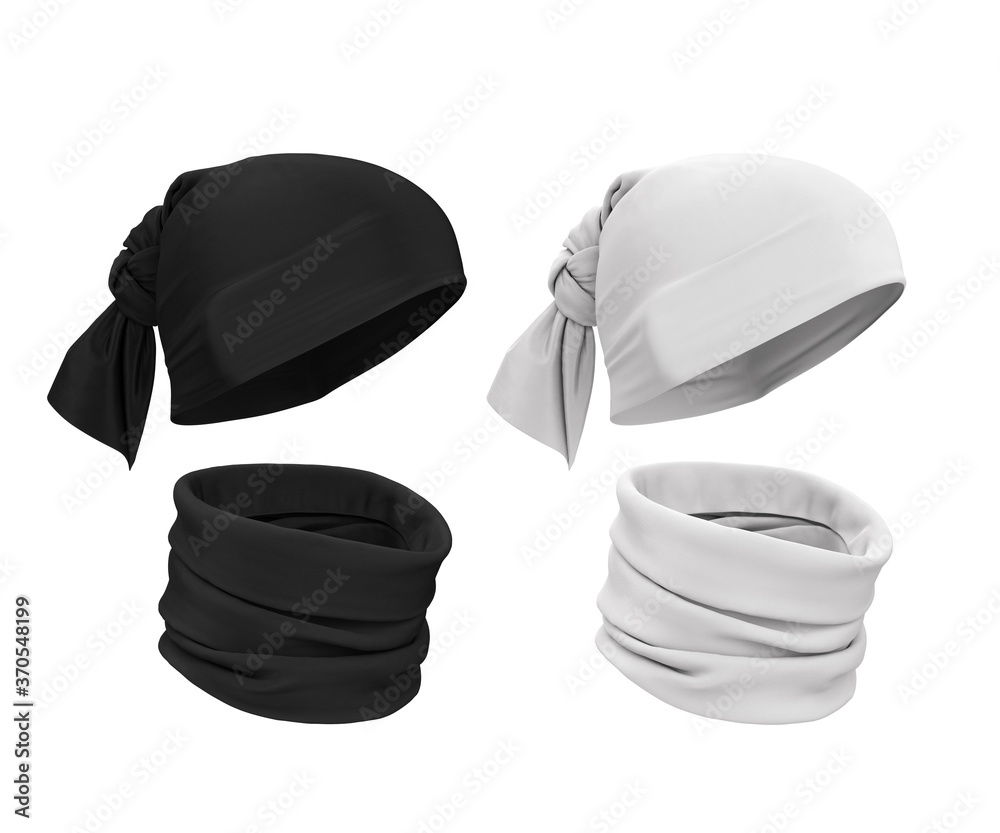 Seamless bandana in black and white on the neck and on the head. How to ...