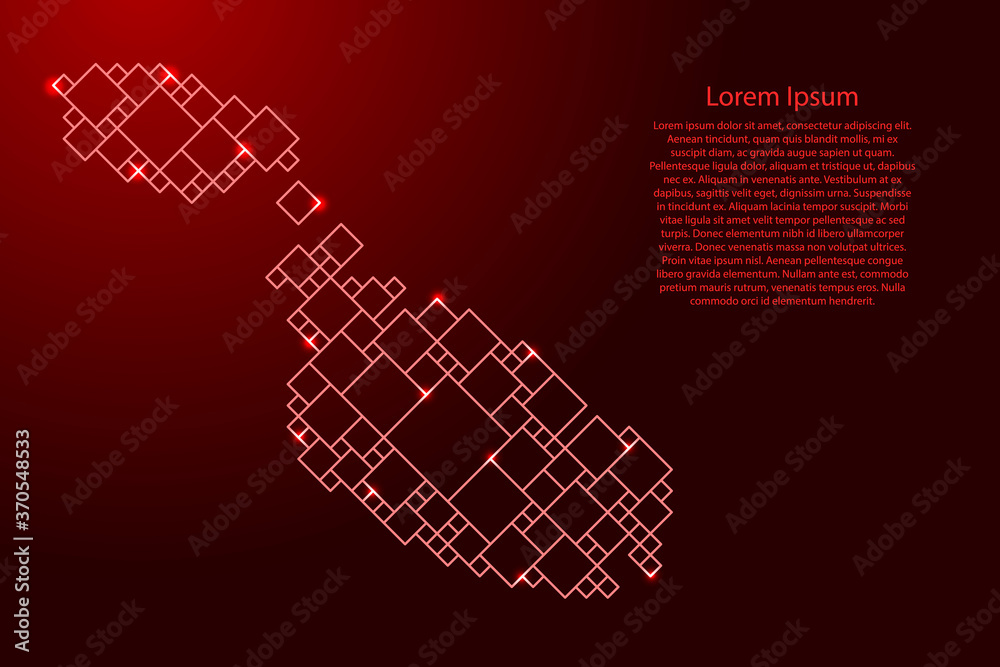Malta map from red pattern from a grid of squares of different sizes ...