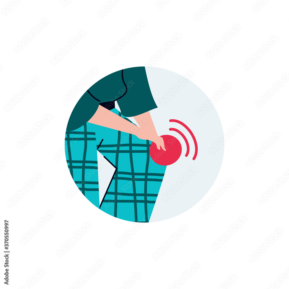 Medical symbol or sign of leg ache or knee orthopedic pain, flat vector ...