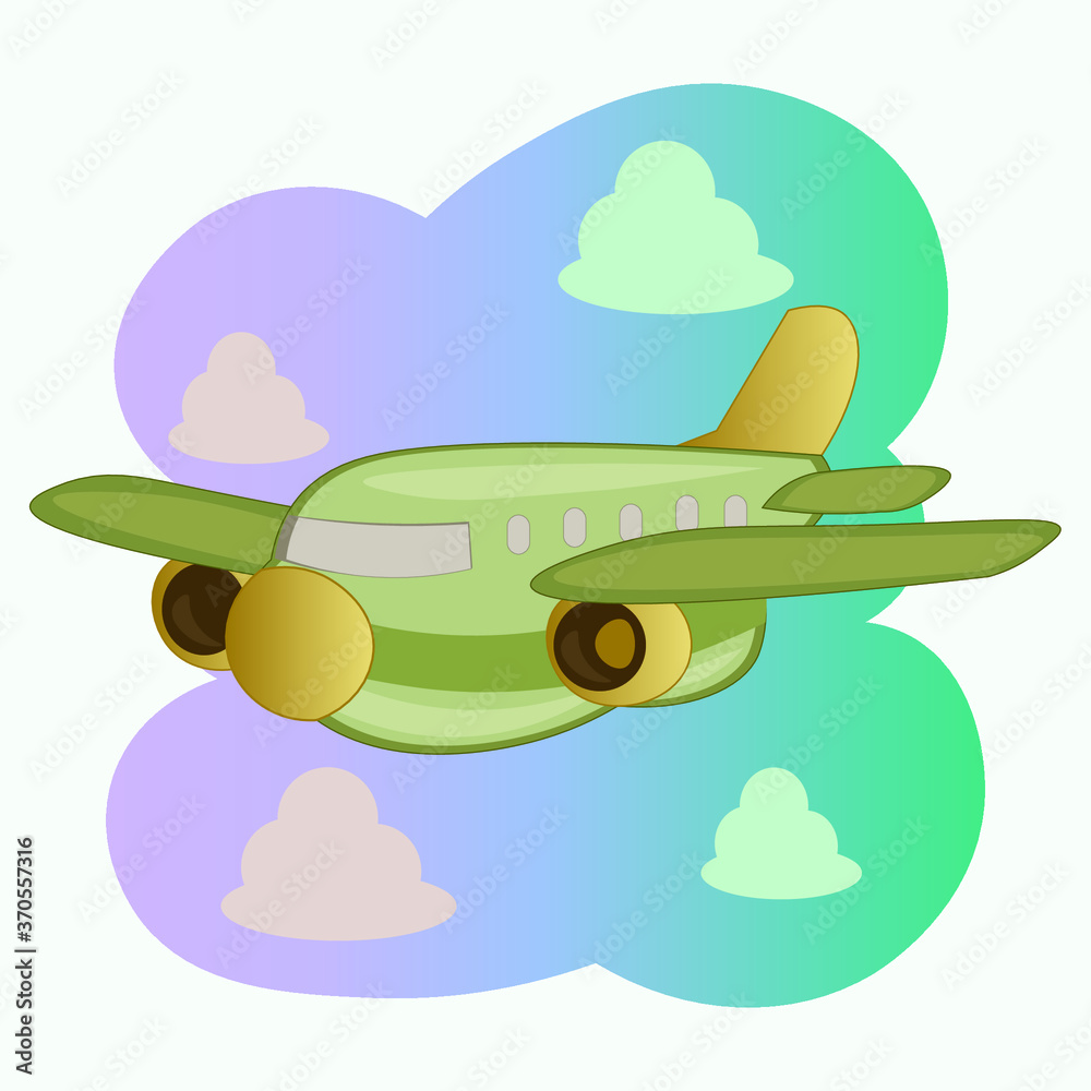 Cartoon plane in blue sky vector illustration.. Illustration of cartoon ...