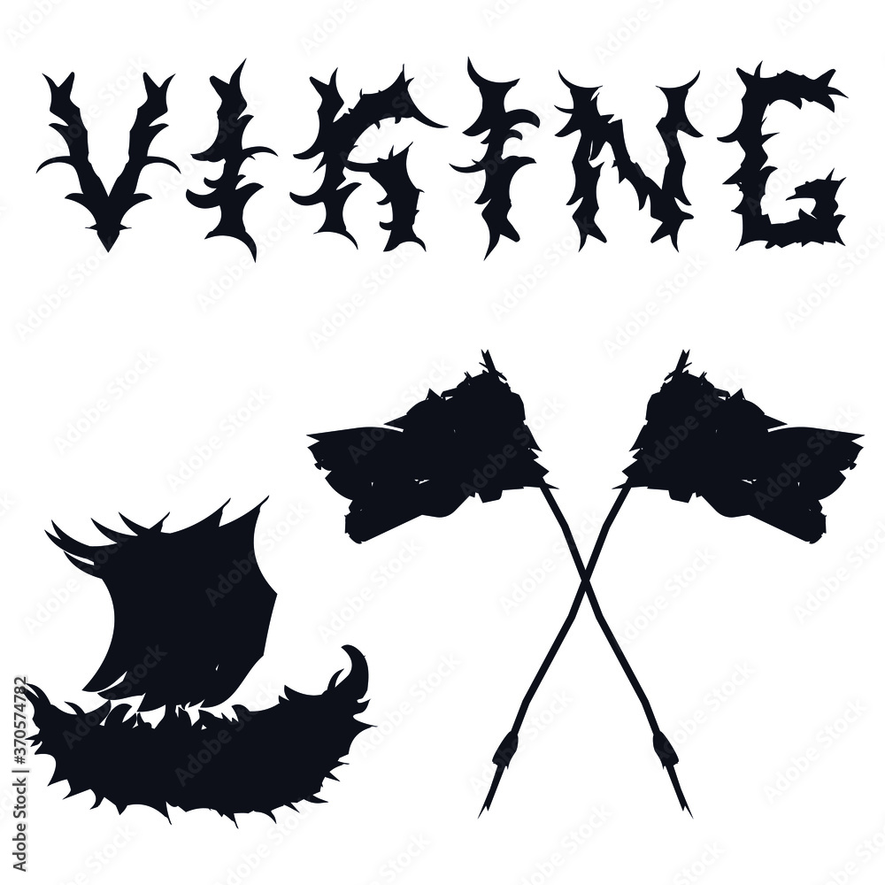 Viking lettering concept flag rune Ancient Scandinavian ship Valhalla ...