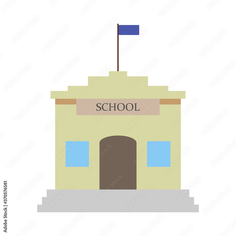 School building flag logo icon sign Education element Hand drawn Modern ...