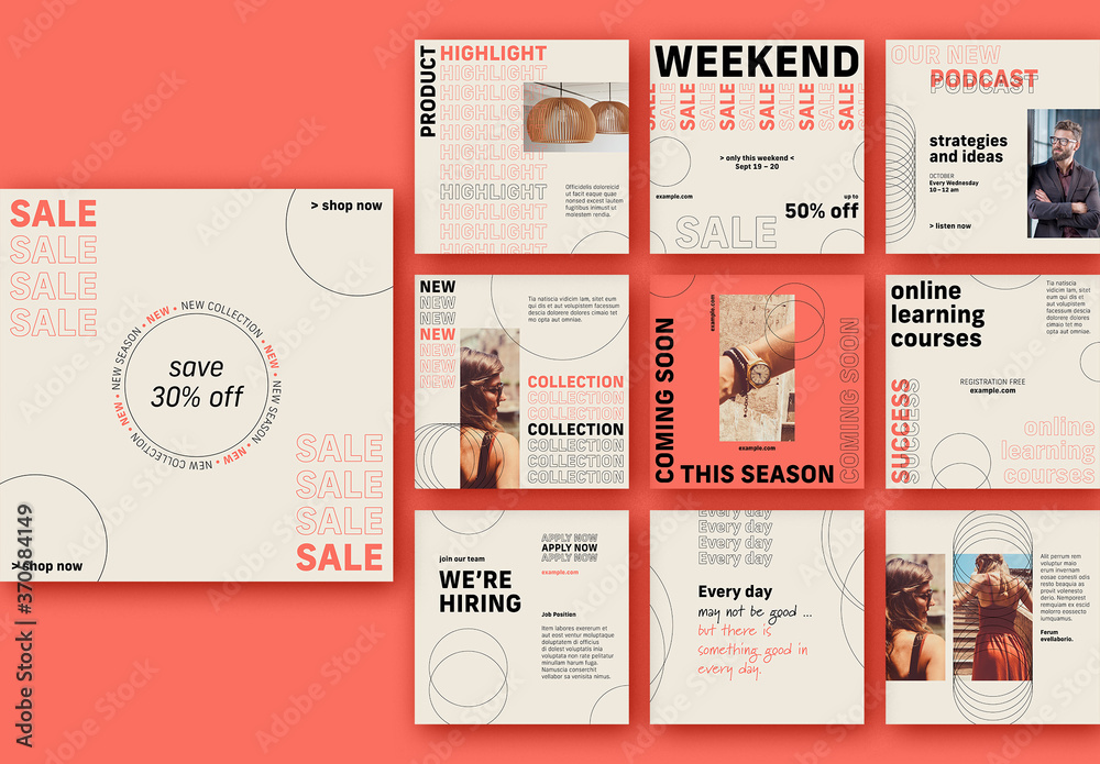 Multipurpose Social Media Post Layout Set Stock Template | Adobe Stock