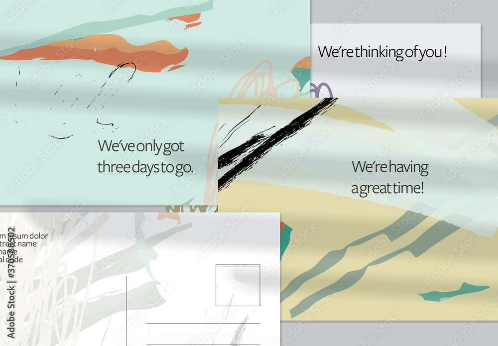 Horizontal Postcard with Light Green Abstract Art Stock Template ...