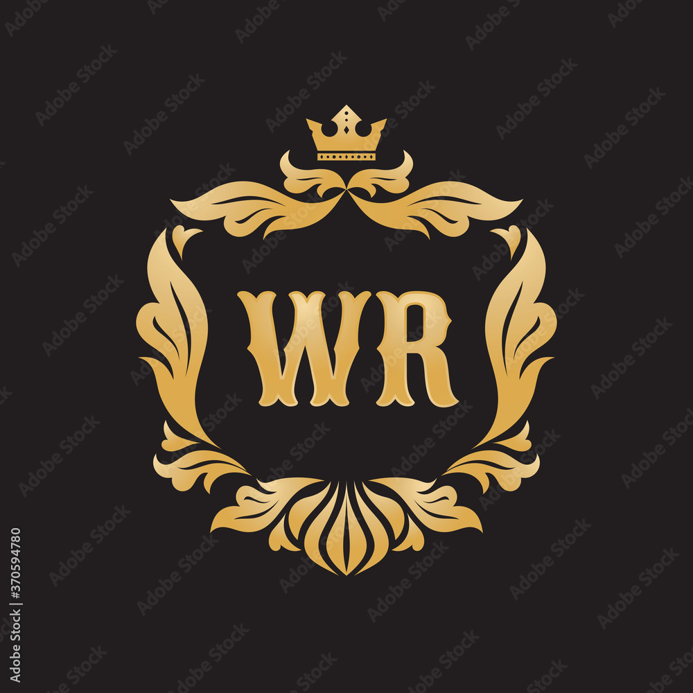 Monogram WR letters - concept logo template design. Crest heraldic ...