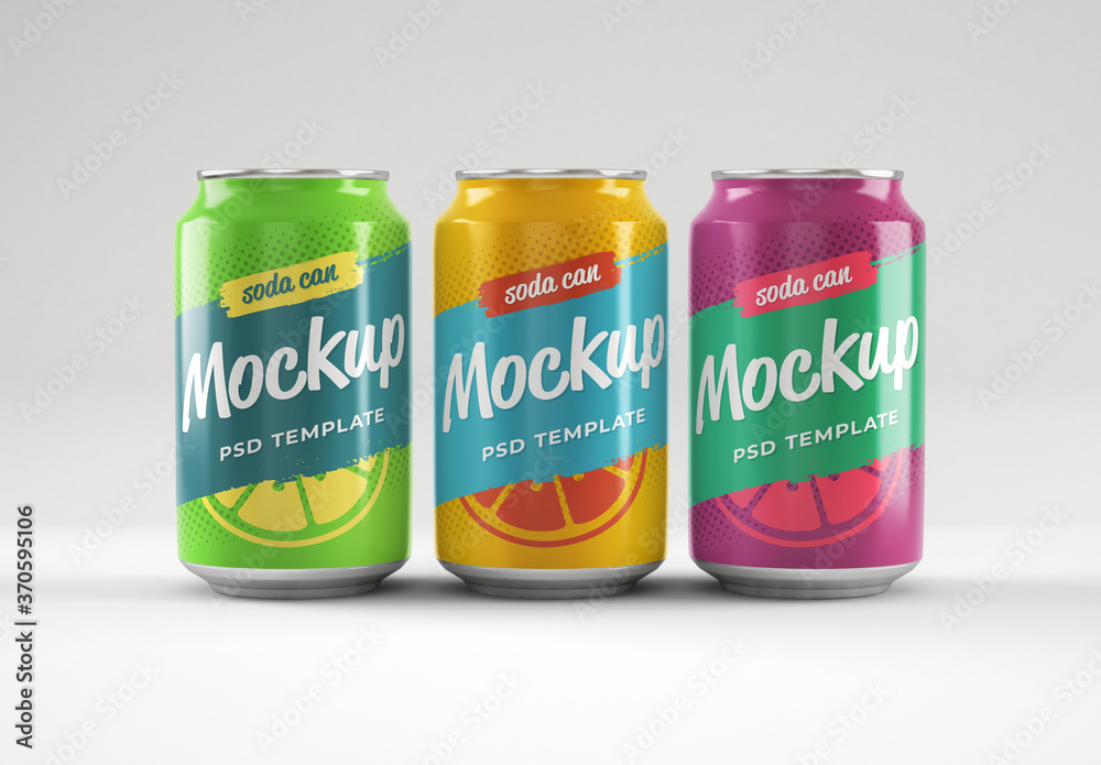 Glossy Soda Cans Mockup Stock Template | Adobe Stock
